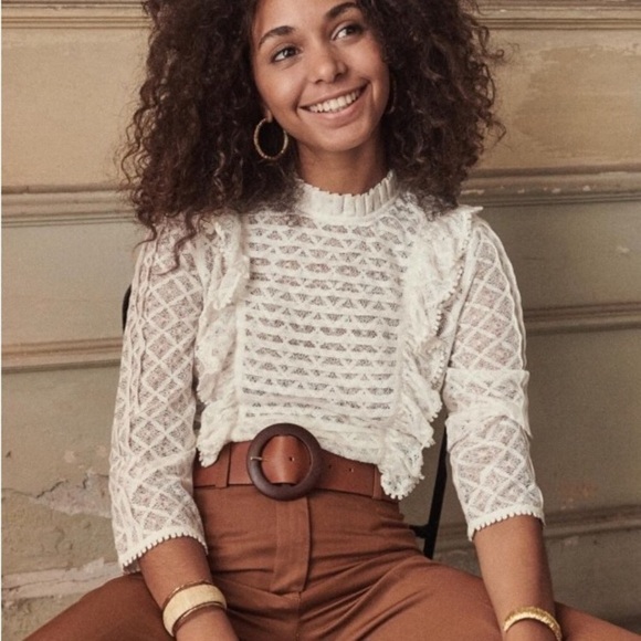 Sezane | Tops | Sezane Lace Knit Blouse | Poshmark